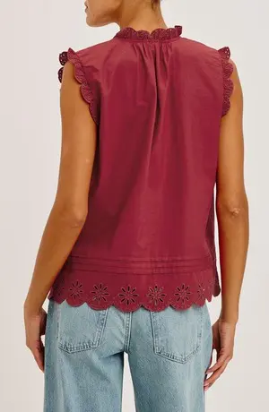 Rails Avery Embroidered Eyelet Sleeveless Shirt