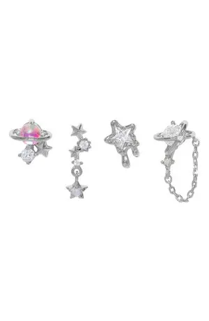GIRLS CREW Lunar Dreams Set Of 4 Stud Earrings - Silver