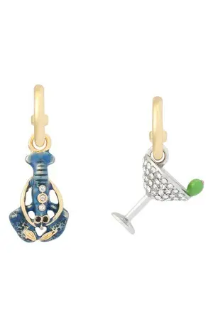 Kurt Geiger Pavé Lobster & Martini Mismatch Drop Earrings