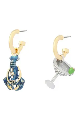 Kurt Geiger Pavé Lobster & Martini Mismatch Drop Earrings