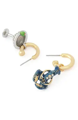 Kurt Geiger Pavé Lobster & Martini Mismatch Drop Earrings