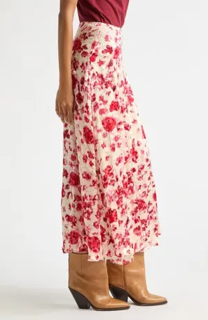 Isabel Marant Étoile Hilza Floral Burnout Devoré Georgette Maxi Skirt