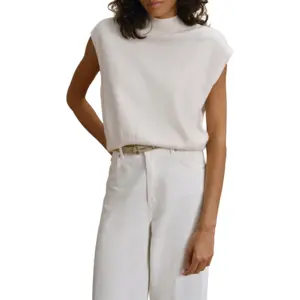 Mint Velvet Relaxed Mock Neck Knit Top - Cream