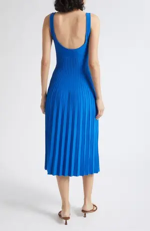 Staud Ellison Pleated Midi Dress - Cobalt