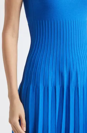 Staud Ellison Pleated Midi Dress - Cobalt