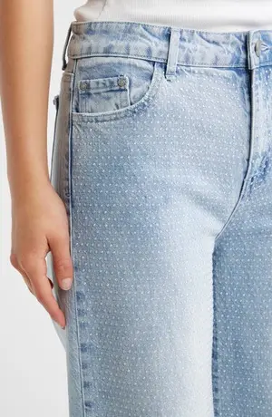 TRACTR Rhinestone Embellished Wide Leg Jeans