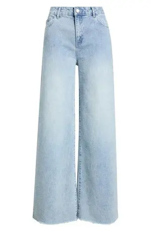 TRACTR Rhinestone Embellished Wide Leg Jeans
