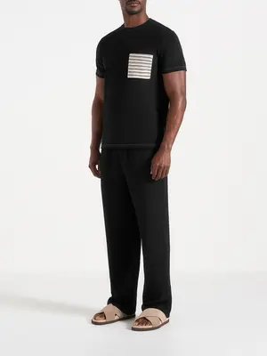Manière De Voir Joris Whipstitch Pocket Detail T Shirt - Black