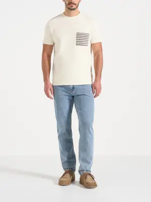 Manière De Voir Joris Whipstitch Pocket Detail T Shirt - Cream