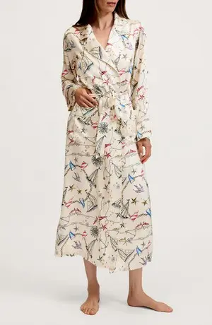 PETITE PLUME Silk Long Robe - Beige