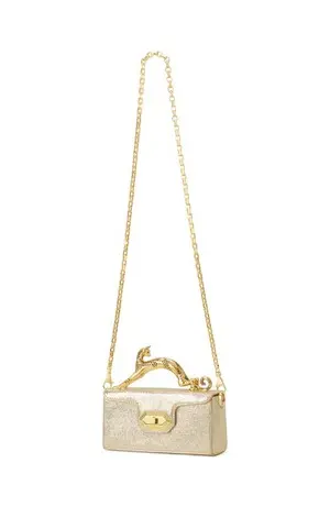LANVIN Pencil Cat Nano Bag In Crackled Metallic Leather