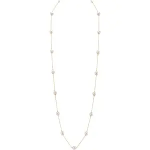 The Pearl Source 14k Gold Japanese Akoya Pearl Tincup Necklace - Yellow Gold