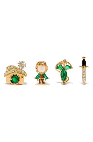 GIRLS CREW Lord Of The Rings Frodo Set Of 4 Stud Earrings - Gold