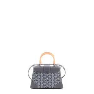 Goyard Structured Saigon Top Handle Bag Coated Canvas With Leather Mini - Grey