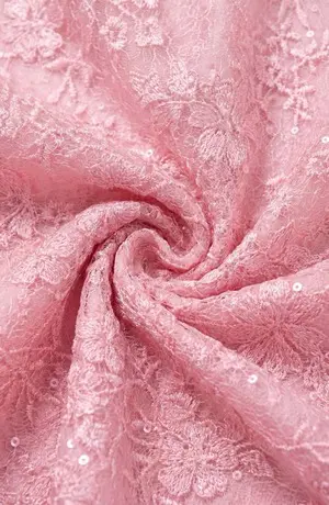 MODENAIRE Floral Lace Puff Sleeve Top - Pink