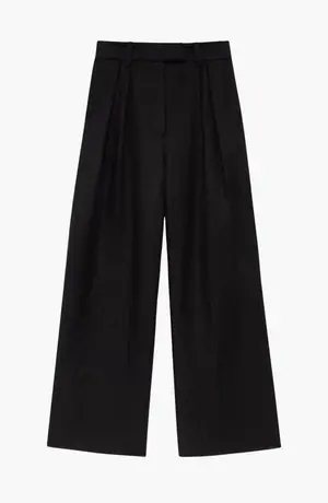 ANINE BING Lou Linen Blend Trousers - Black