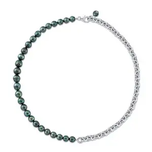 THE PEARL SOURCE 8-9mm Logan Black Tahitian Baroque Pearls & Chain Necklace - Sterling Silver