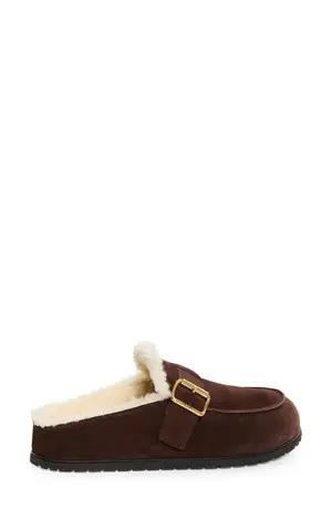Prada Genuine Shearling Buckle Mule