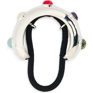 Tasha Stone Embellished Ponytail Holder - Silver