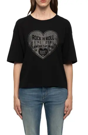 Zadig&Voltaire Taida Embellished Heart Graphic T-shirt - Black