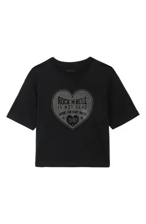 Zadig&Voltaire Taida Embellished Heart Graphic T-shirt - Black