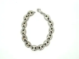 ANCONA JEWELRY Tone Puffed Anchor Link Bracelet, 7-inch - Silver