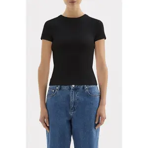 Nude Lucy Baby Tee With Crewneck And Cap Sleeves - Black