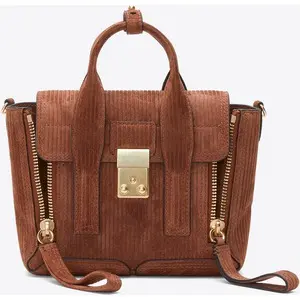 3.1 Phillip Lim Pashli Mini Embossed Suede Handbag - Saddle