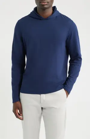 Johnnie-o Stretch Cotton Blend Pebble Hoodie - Navy