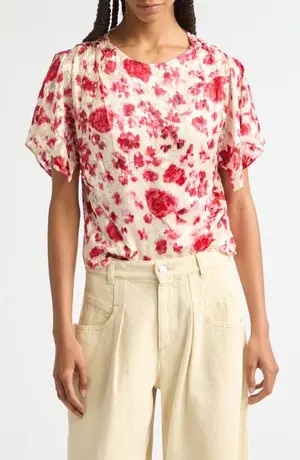 Isabel Marant Étoile Hervane Floral Burnout Devoré Georgette Top