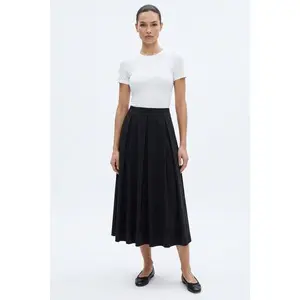 EXQUISE Jakayla Pleated Midi Skirt - Black