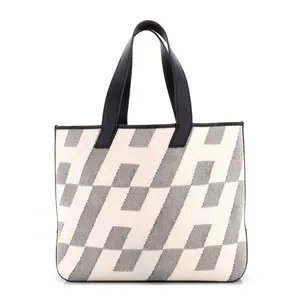Hermès Cabas H En Biais Tote Canvas With Leather 40