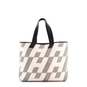 Hermès Cabas H En Biais Tote Canvas With Leather 40