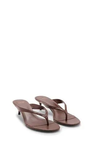 Mango Kitten Heel Thong Sandal - Chocolate
