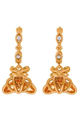 GIRLS CREW Cubic Zirconia Croissant Dangle Hoop Earrings
