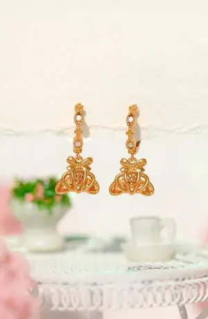 GIRLS CREW Cubic Zirconia Croissant Dangle Hoop Earrings