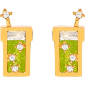 GIRLS CREW Matcha Stud Earrings With Cubic Zirconia - Gold