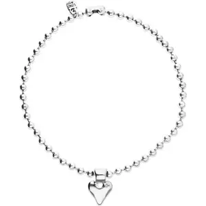 UNODE50 Sterling Plated Ball Necklace With Heart Detail - Silver
