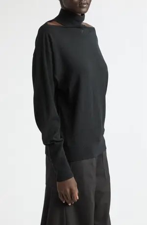 COURREGES Shoulder Cutout Merino Wool Sweater