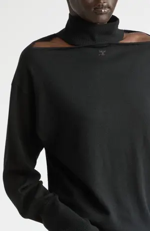 COURREGES Shoulder Cutout Merino Wool Sweater
