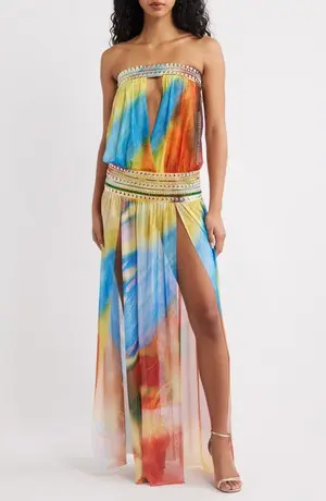 JADED LONDON Jewel Band Sleeveless Maxi Dress - Blue Multi