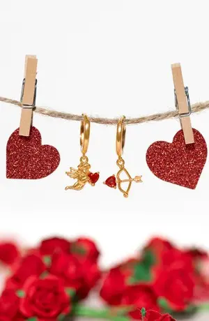 GIRLS CREW Cupids Mismatch Huggie Hoop Drop Earrings