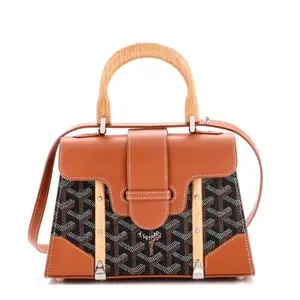 Goyard Structured Saigon Top Handle Bag Coated Canvas With Leather Mini - Brown