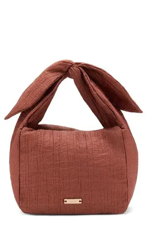 Mango Heidi Knotted Top Handle Bag With Gold Tone Chain Strap - Medium Orange