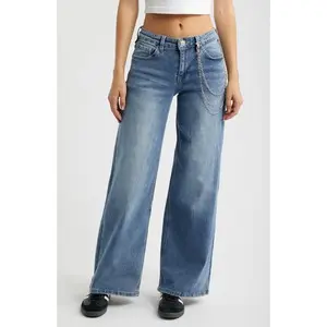 YMI Joey Butterfly Baggy Wide Leg Jeans - Medium Blue
