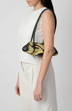 BEHNO Elizabeth Mini Leather Baguette With Beaded Embellishment