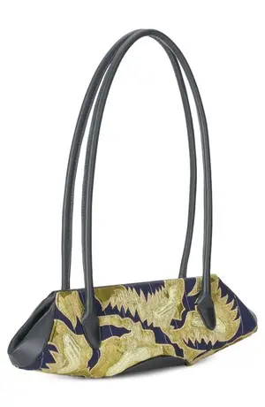 BEHNO Elizabeth Mini Leather Baguette With Beaded Embellishment