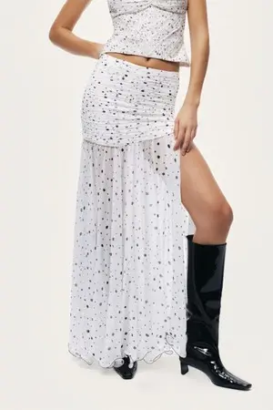 NOCTURNE Printed Slit-detail Maxi Skirt