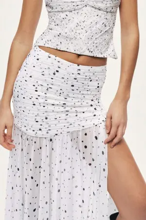 NOCTURNE Printed Slit-detail Maxi Skirt