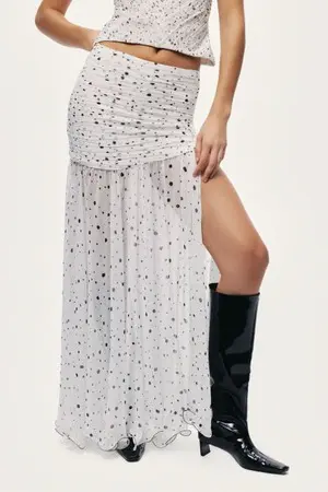 NOCTURNE Printed Slit-detail Maxi Skirt